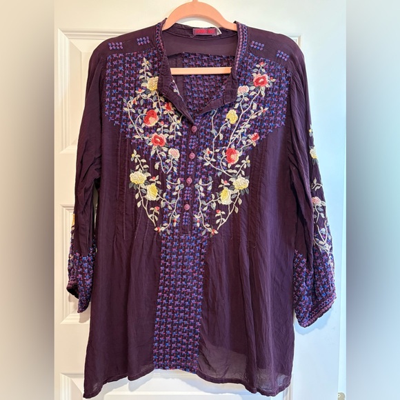 Johnny Was | Tops | Johnny Was Purple Floral Embroidered Blouse | Poshmark